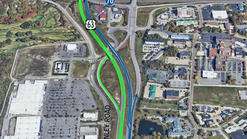 Construction Map: Traffic Shift of U.S. Route 63 in Columbia | Missouri ...